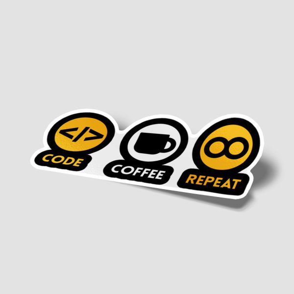 استیکر code coffee repeat - استیکر لپ تاپ اینجوری